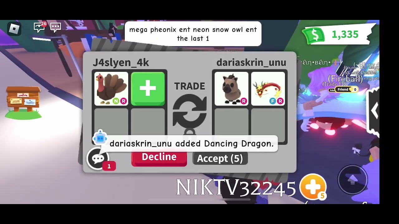 Trading Neon Turkey In Adopt Me!! (Epic Offers) @xikathh Roblox ...