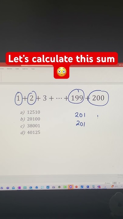 Calculate the sum of 1+2+..+199+200 - YouTube