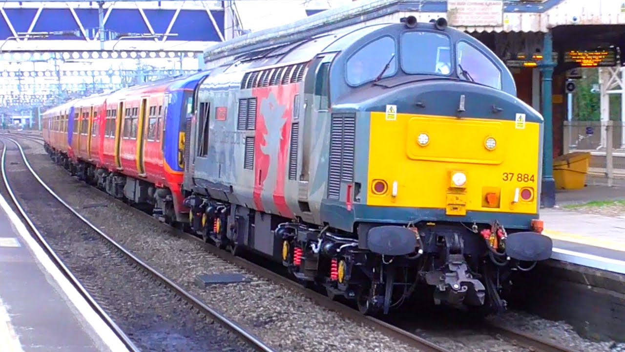 ROG Class 37s with ex-SWR Class 456 Storage Moves Passing Through ...