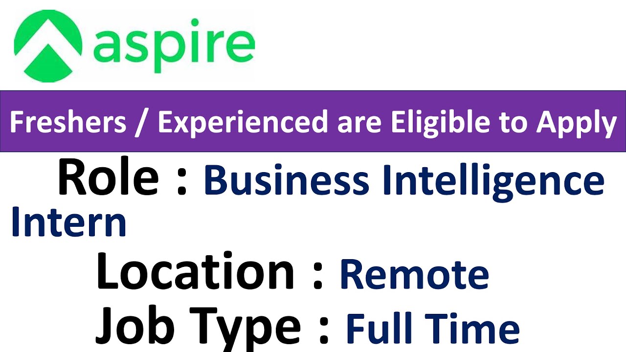 Aspire Hiring Business Intelligence Intern - Freshers / Experienced are Eligible to Apply - YouTube