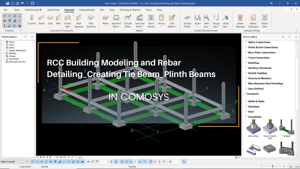 RCC Building Modeling and Rebar Detailing Creating Tie Beam Plinth ...