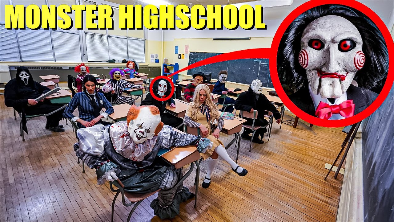 IF YOU EVER SEE MONSTER HIGH SCHOOL, RUN! (WE FOUND ALL THE CLOWNS AND MONSTER STUDENTS) - YouTube