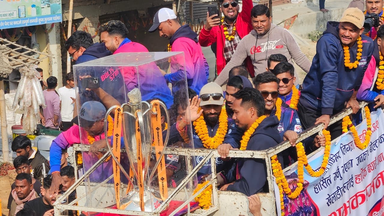 The NPL Champion Janakpur Bolts Trophy parades in Janakpur | NPL ...