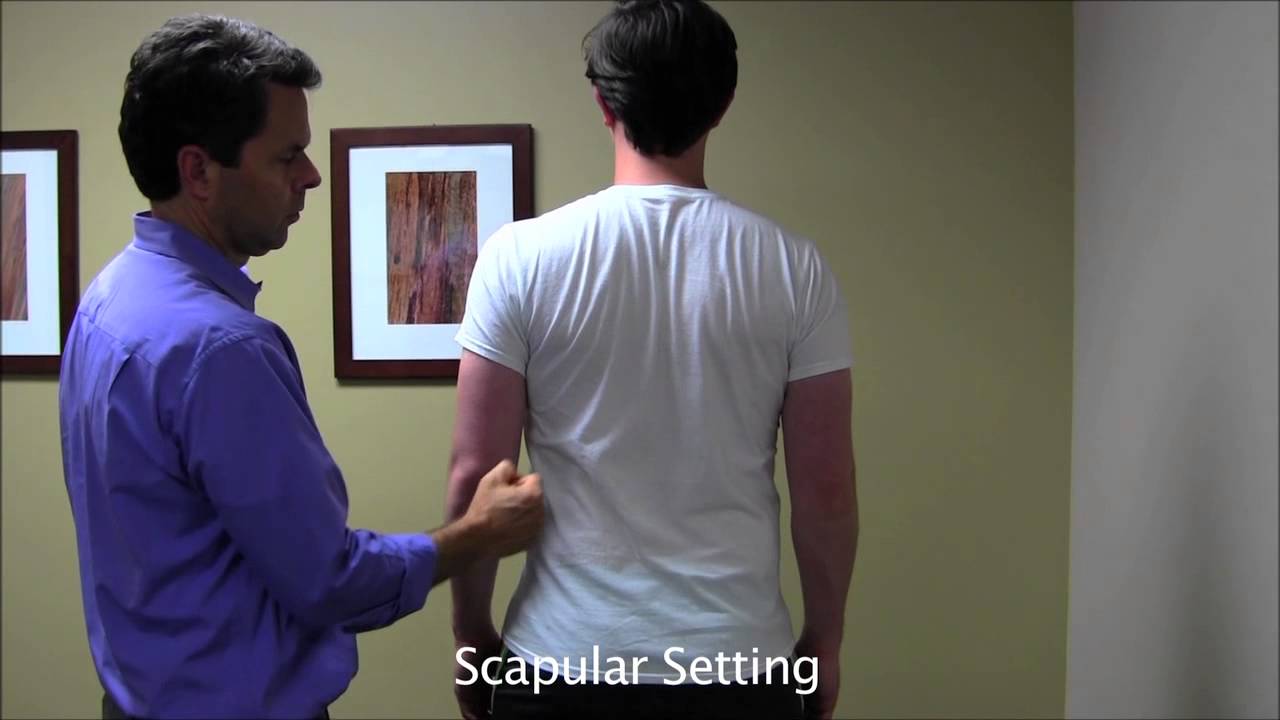 Scapular Setting, shoulder blade squeeze - YouTube