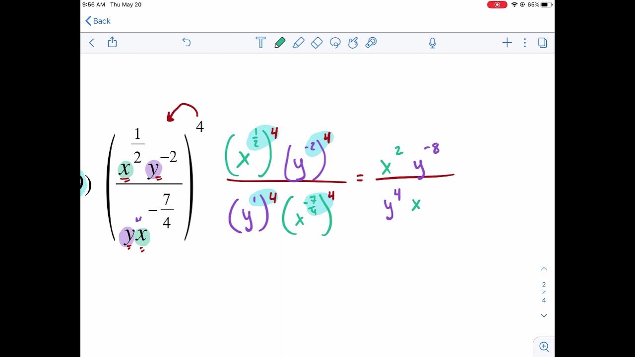Kuta Tutorial: simplifying rational exponents, Part 2 - YouTube