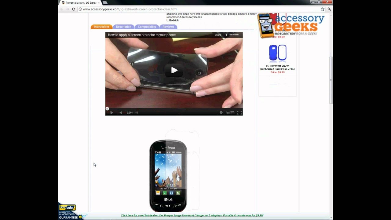 AccessoryGeeks LG Extravert VN271 Clear Screen Protector Product Review ...