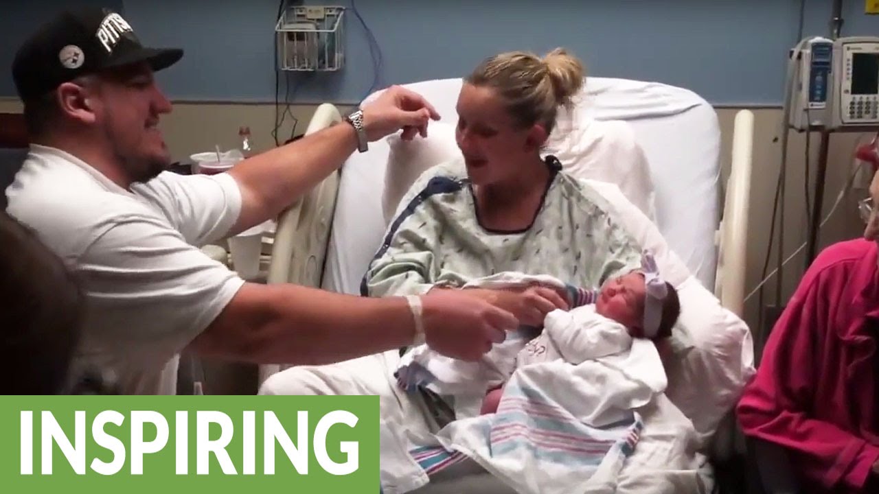 New mom's surprise marriage proposal one day after having baby - YouTube