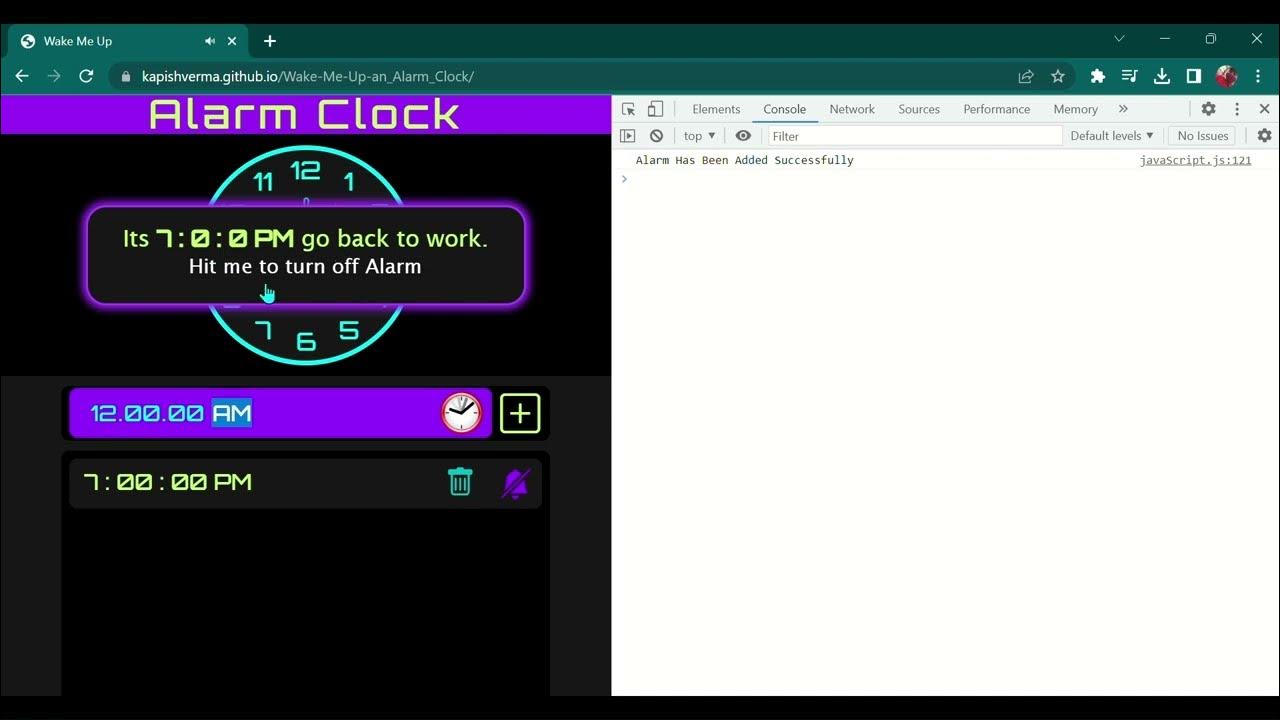 Wake Me Up (an Alarm clock) using HTML-CSS-JS - YouTube