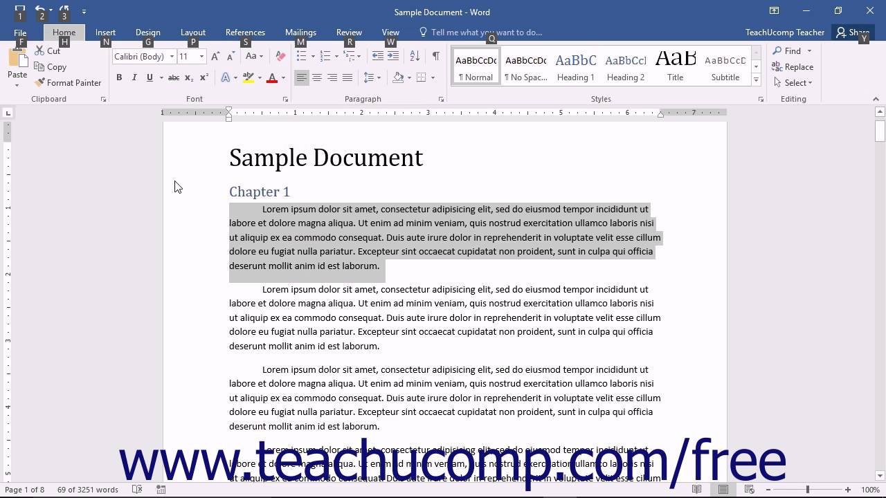 Word 2016 Tutorial Keyboard Shorcuts Microsoft Training - YouTube