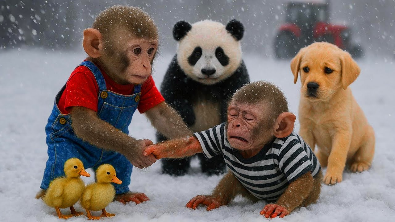 Nana Monkey’s Brave Rescue: Saving Coco Monkey in a Snowstorm | Animal ...