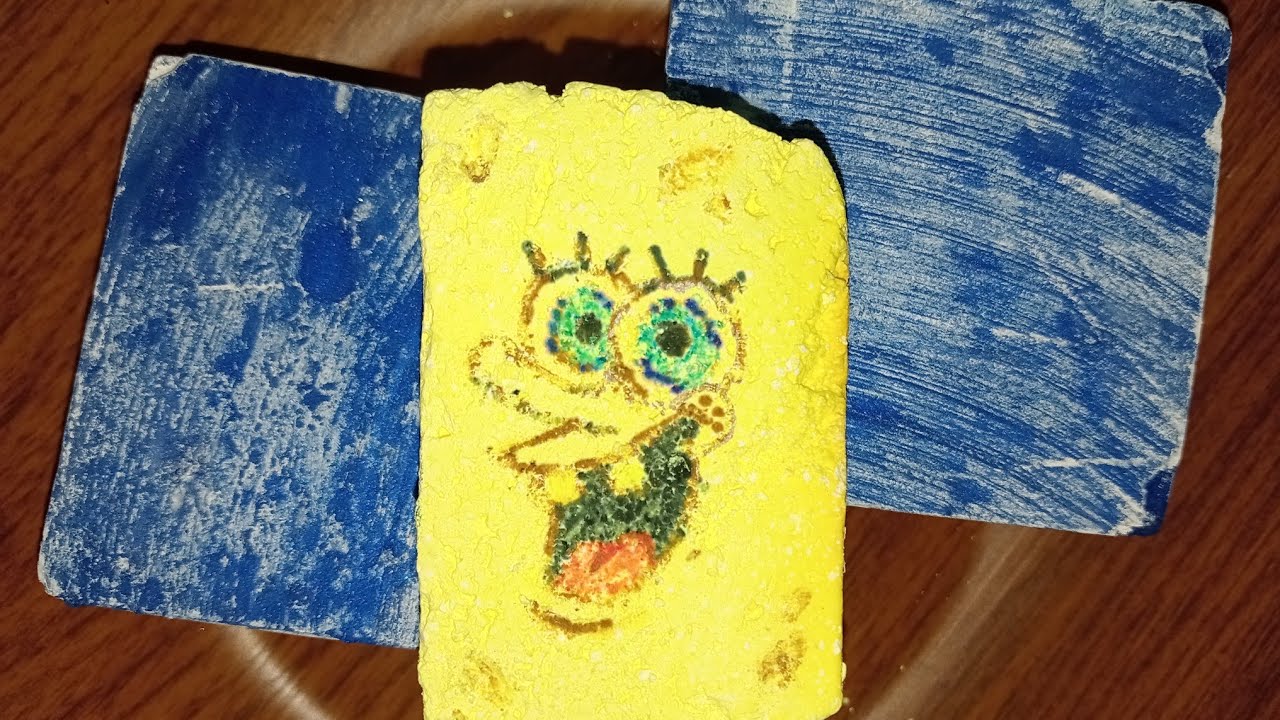ASMR Chalk/SpongeBob and the sea/two blocks of Soft Crunchy and Fluffy ...