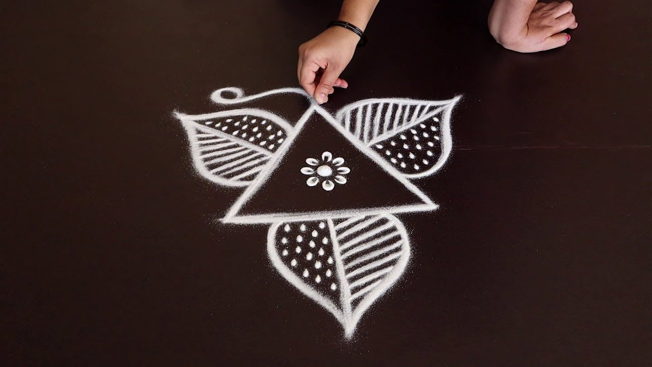 Easy And Beautiful Free Hand Rangoli Design - YouTube