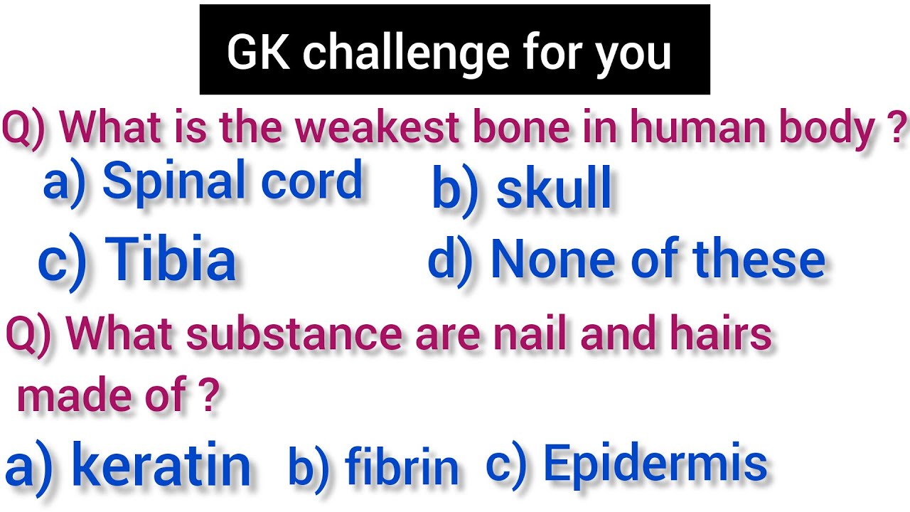 GK Quiz || General knowledge QUESTION AND ANSWER about human body || GK ...