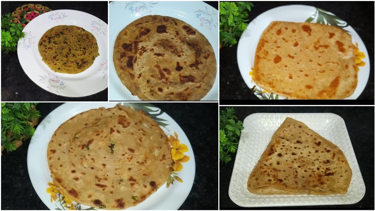 how to make Paratha|| five different types of Paratha recipe|| easy and ...