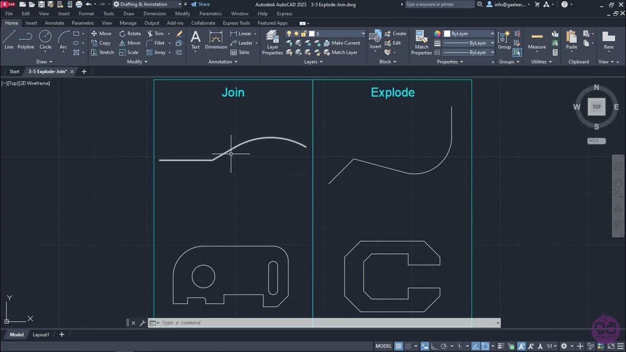 3 5 How To Joining And Exploding Objects In Autocad Autocad 2023 Youtube