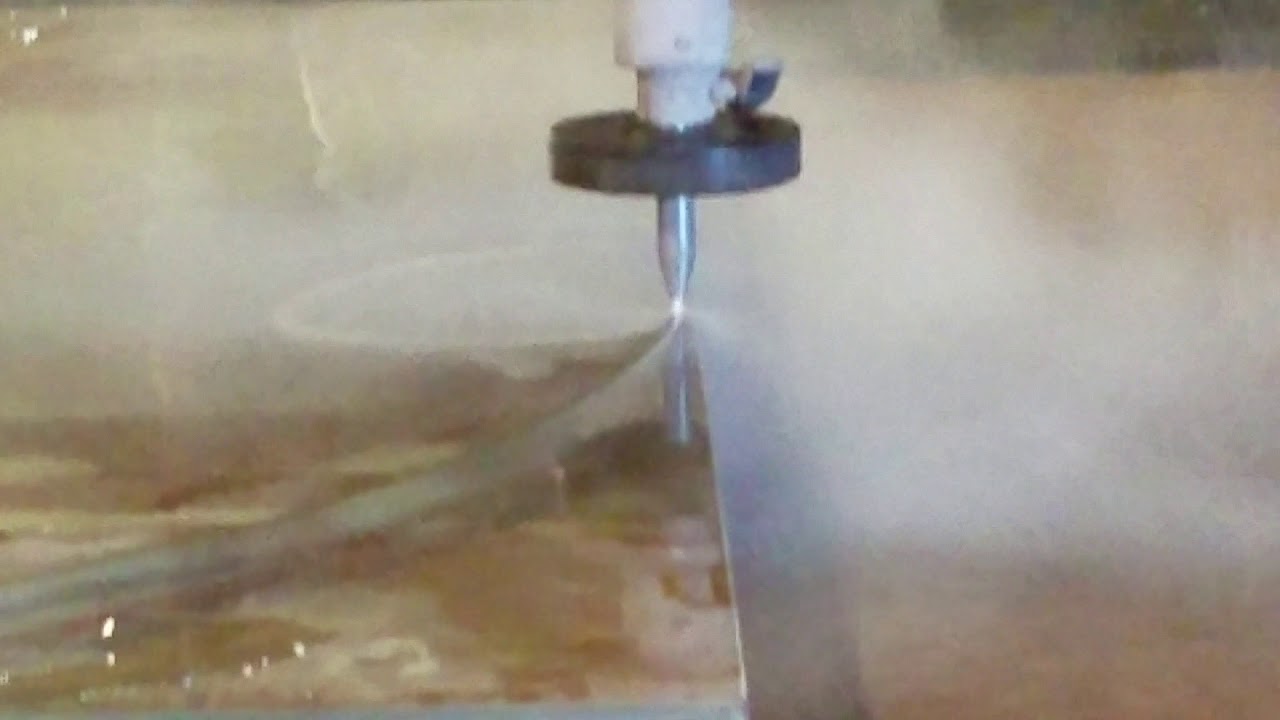 Water jet cutting 33" mirror video #7. - YouTube