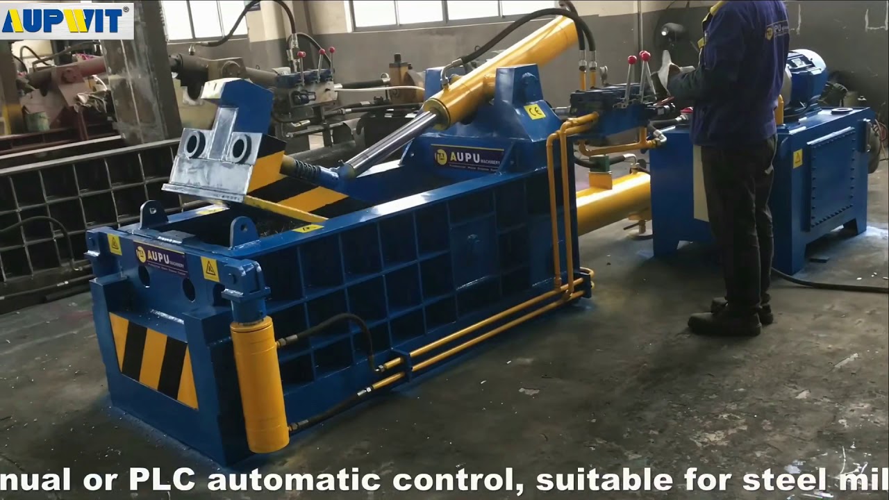 Scrap metal baler machine - YouTube