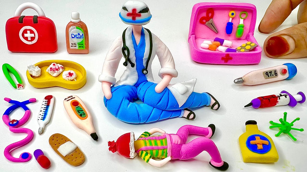 DIY How to Make Polymer Clay Miniature Doctor set, Doll doctor | Mini ...