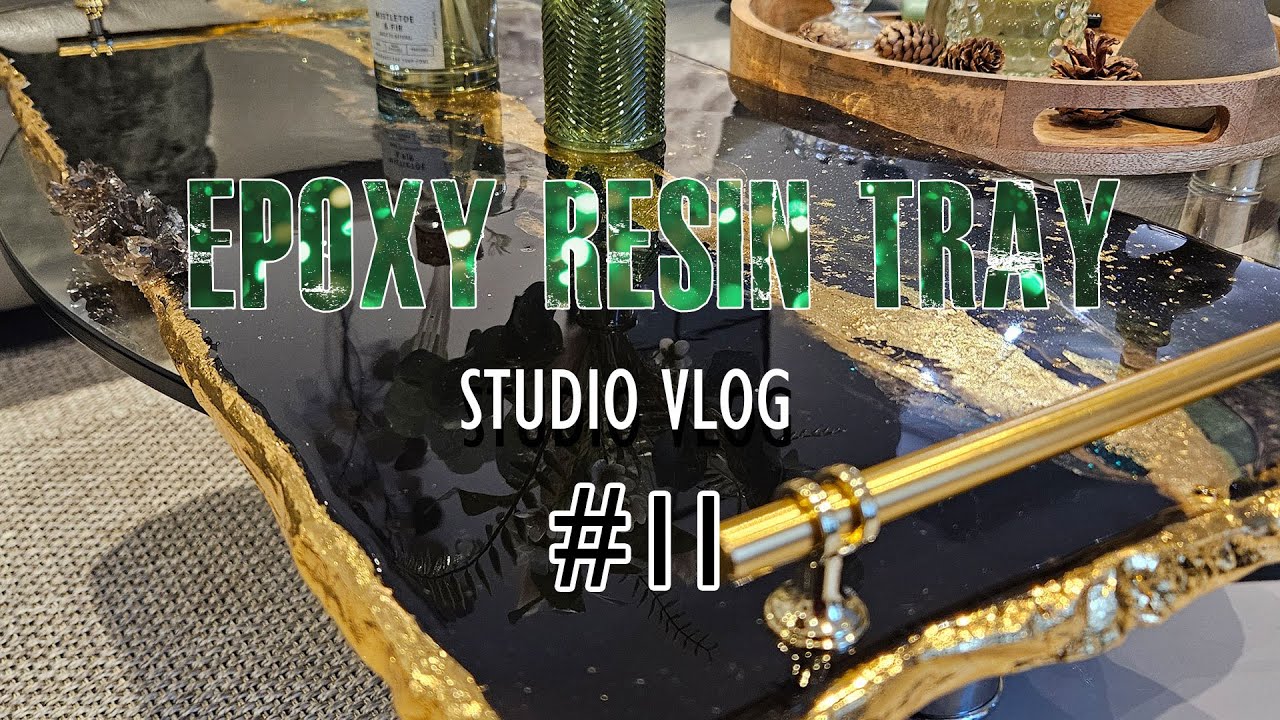 Studio VLOG #11 | HUGE Epoxy Resin Tray Black, Emerald & Gold Leaf ...