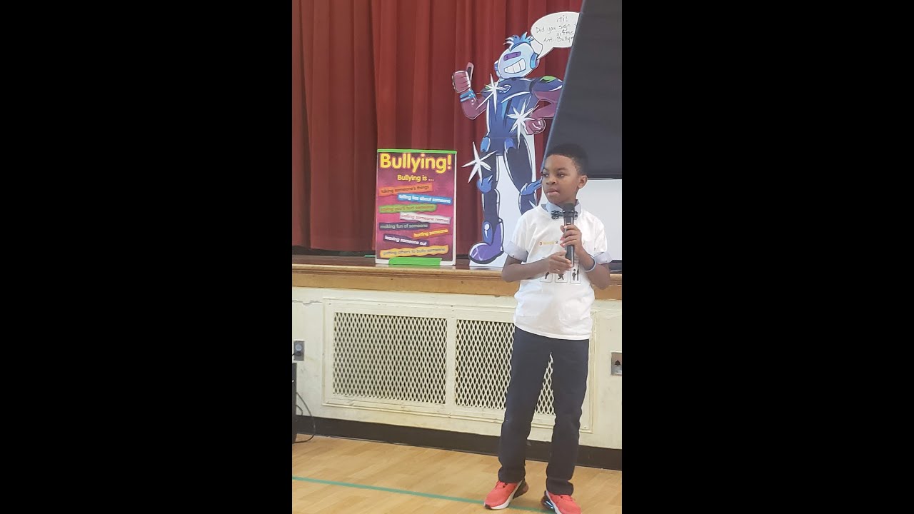 10 year old hosts elementary school assembly - YouTube