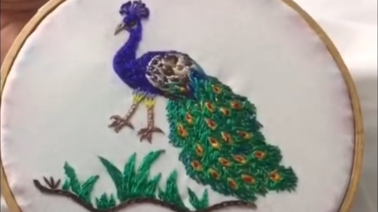 Hand Embroidery easy stitch how to make Peacock stitch designs - YouTube