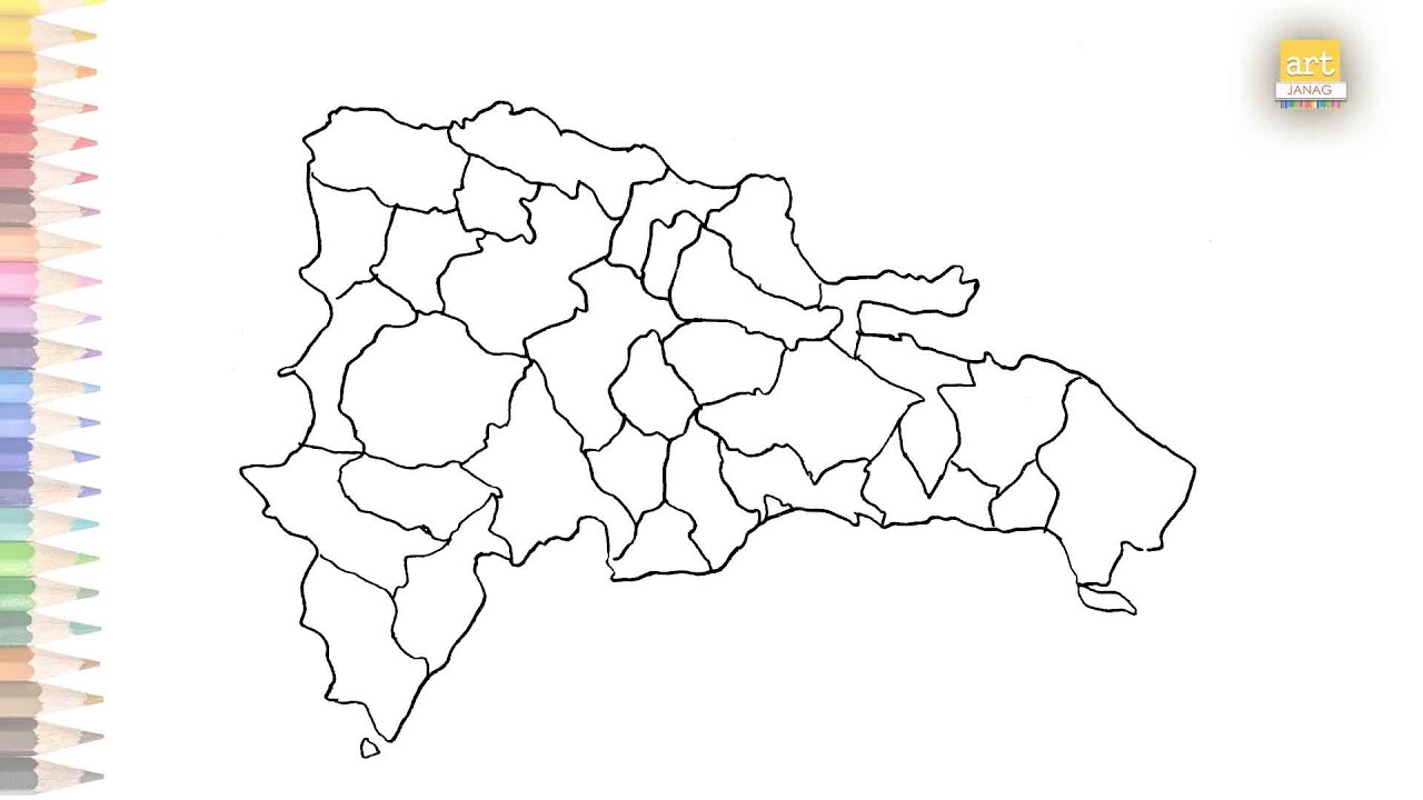 Dominican republic map outline | How to draw Dominican republic map ...