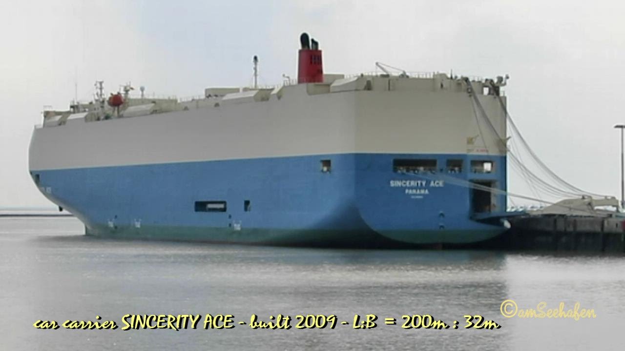 car carrier SINCERITY ACE 3FFD7 IMO 9519092 Emden Autotransporter - YouTube