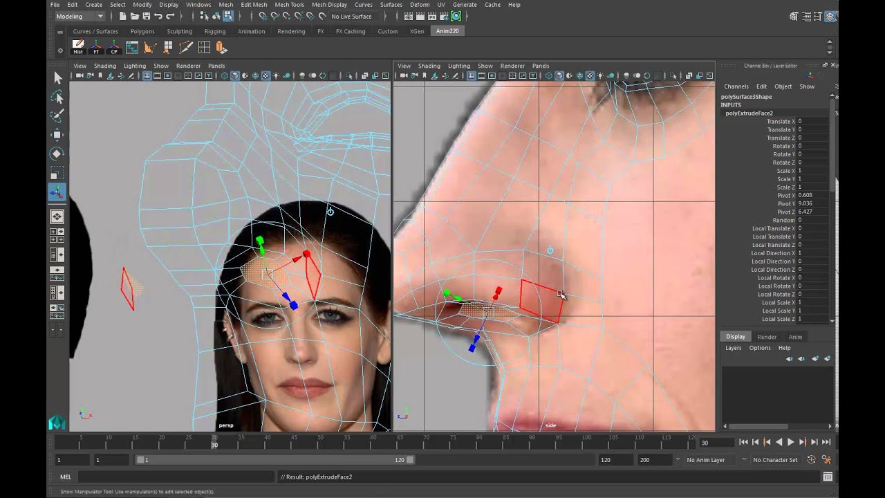 Eva Green Head modeling in Maya 2016 03Nose - YouTube