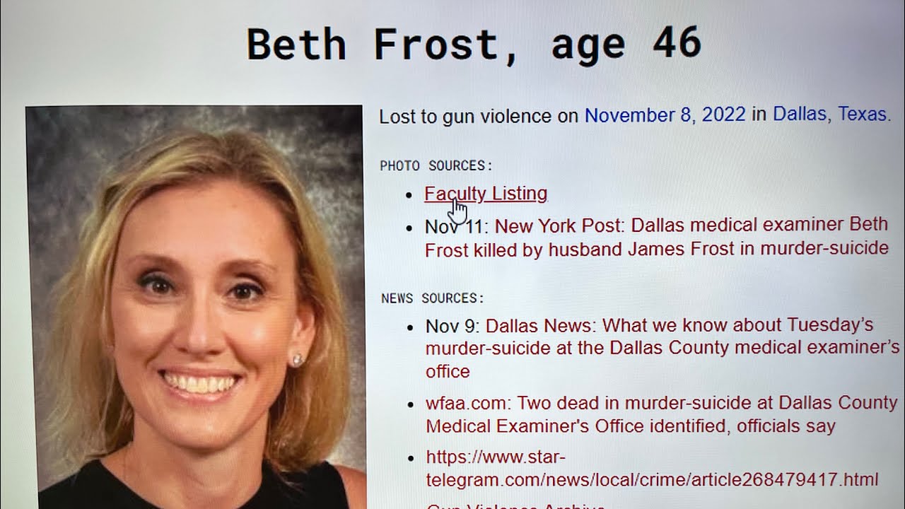 DALLAS, TX PUB NOV 8, 2022, BETH FROST 46 SHOT KILLED IN MURDER-SUICIDE ...