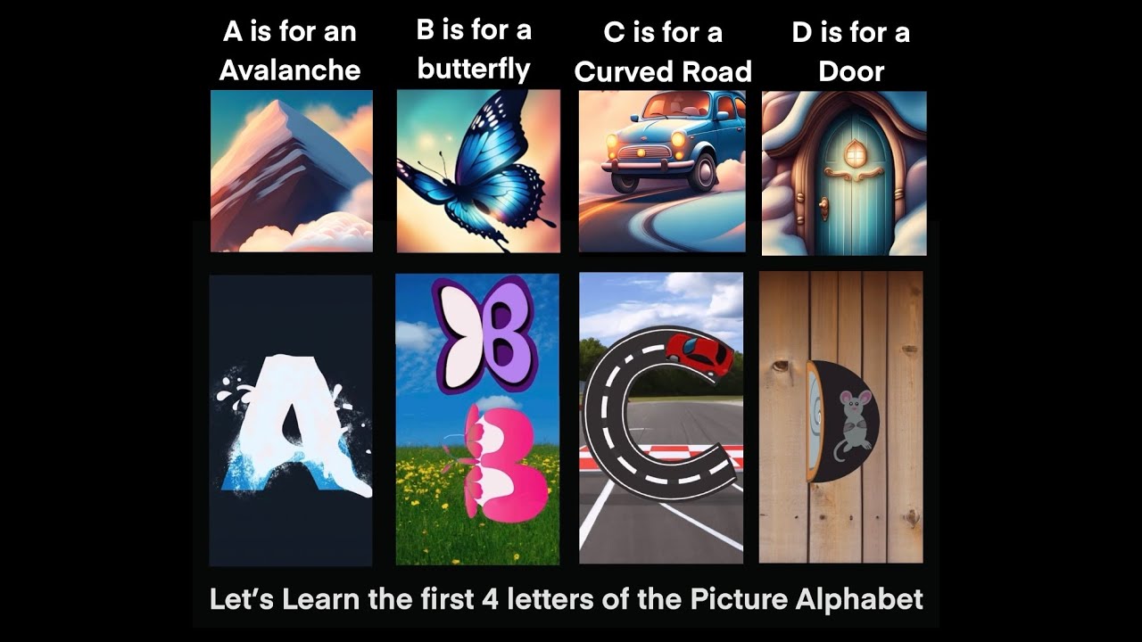 The First 4 Letters of The Picture Alphabet (avalanche, butterfly ...