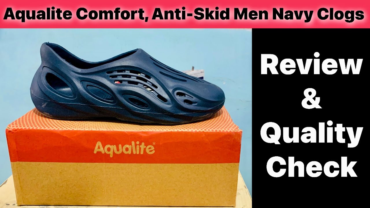 Aqualite Comfort Anti Skid Men Navy Clogs Review - YouTube