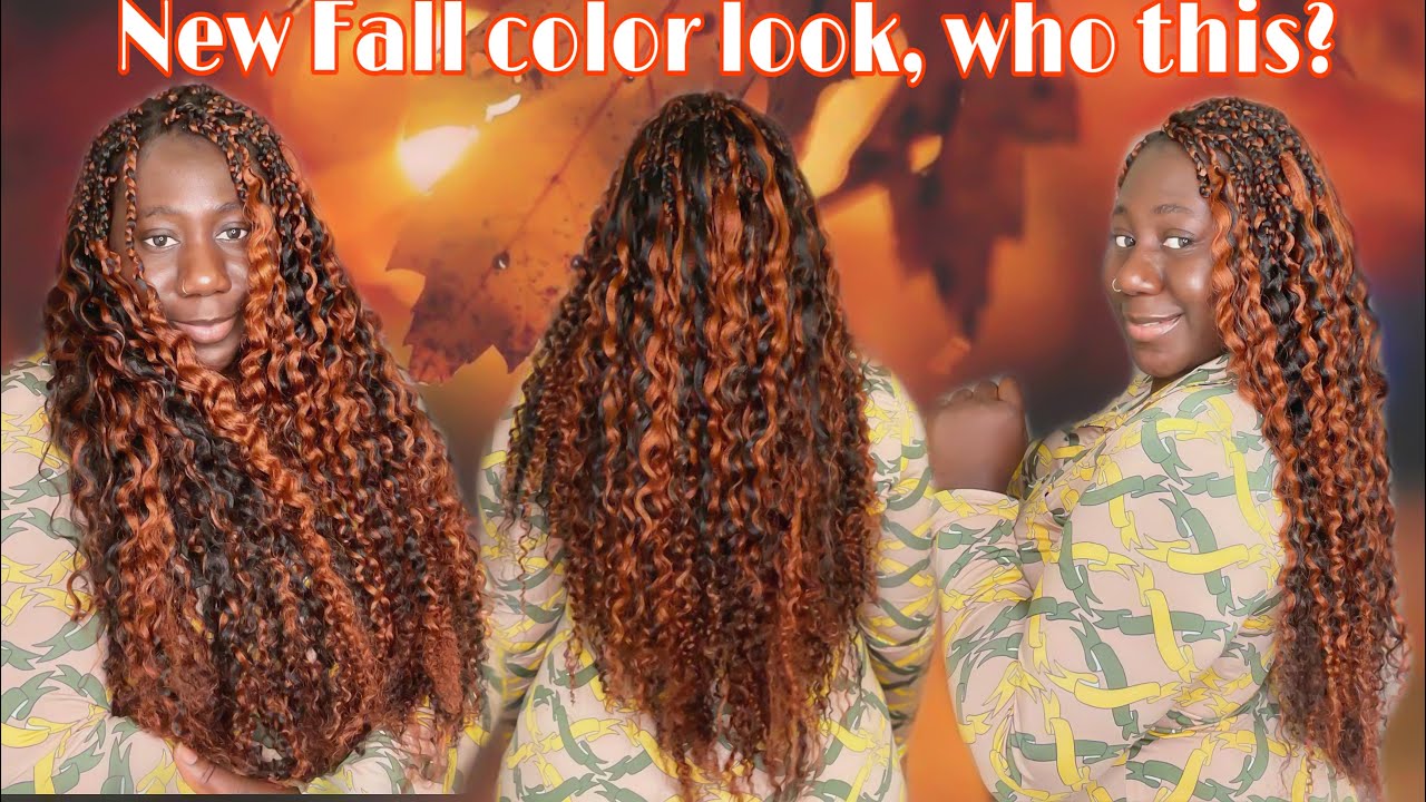 NEW FALL COLOR HAIRSTYLE || HALF BRAIDS HALF CURLY #braids # ...