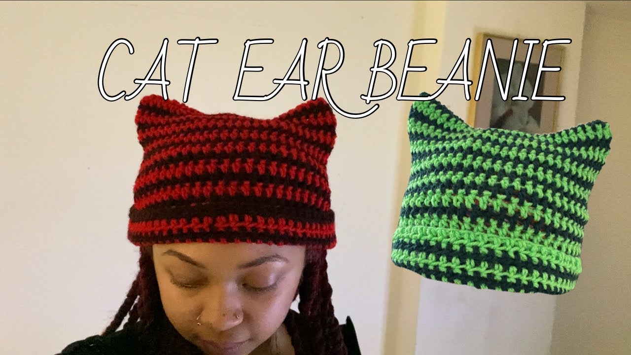 CROCHET CAT EAR BEANIE TUTORIAL | harmonyrayvon - YouTube