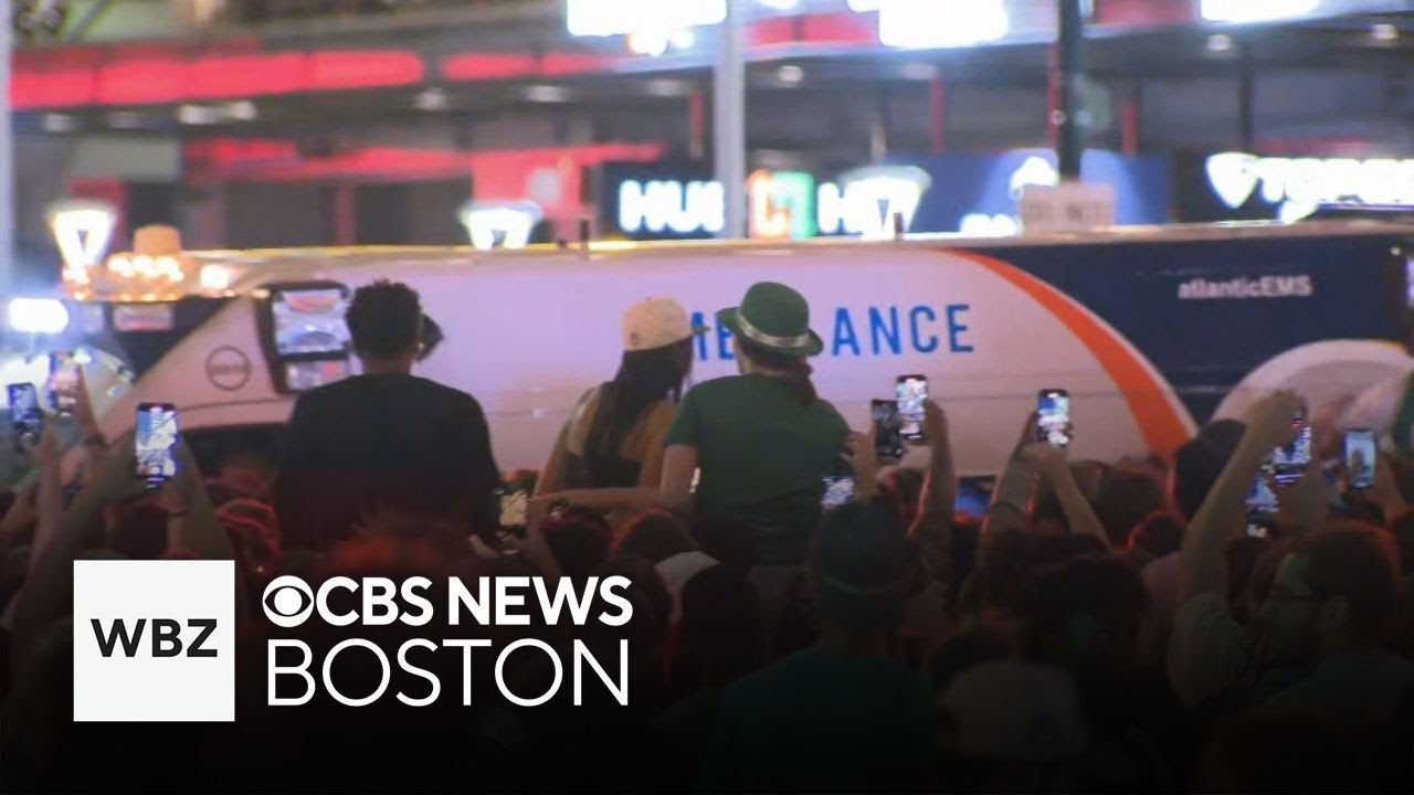 Celtics fans celebrate as team clinches NBA Finals win - YouTube
