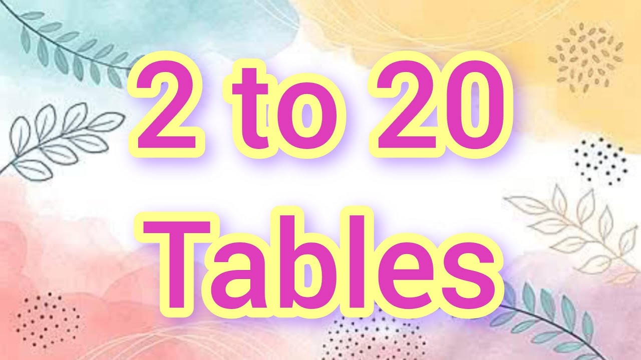 Multiplication tables 2 to 20 tables | 2 - 20 tables | # ...