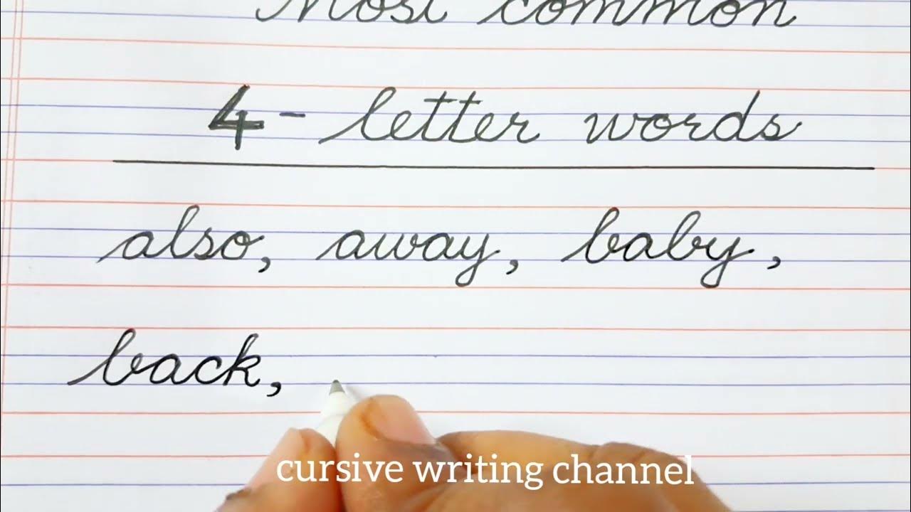cursive writing, four letter words in cursive, 4 letter english words ...