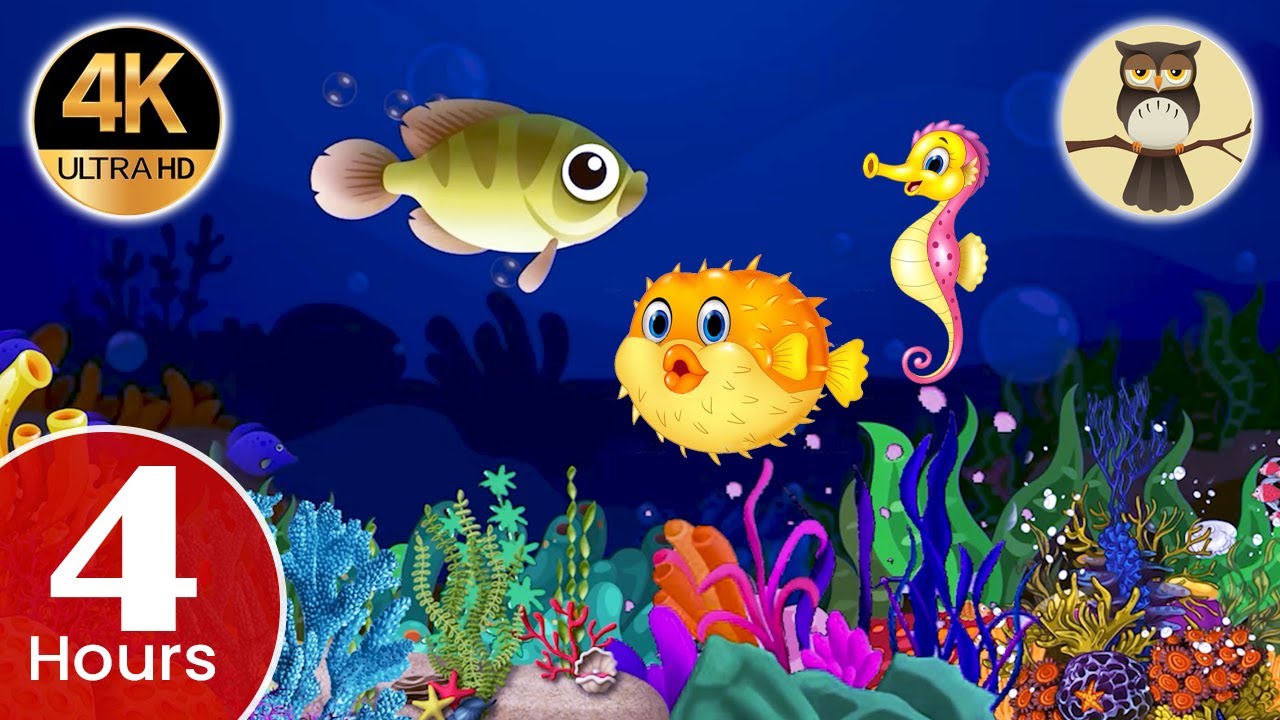 4 Hours Lullaby for Babies To Go To Sleep | nursery rhymes | Aquarium ...