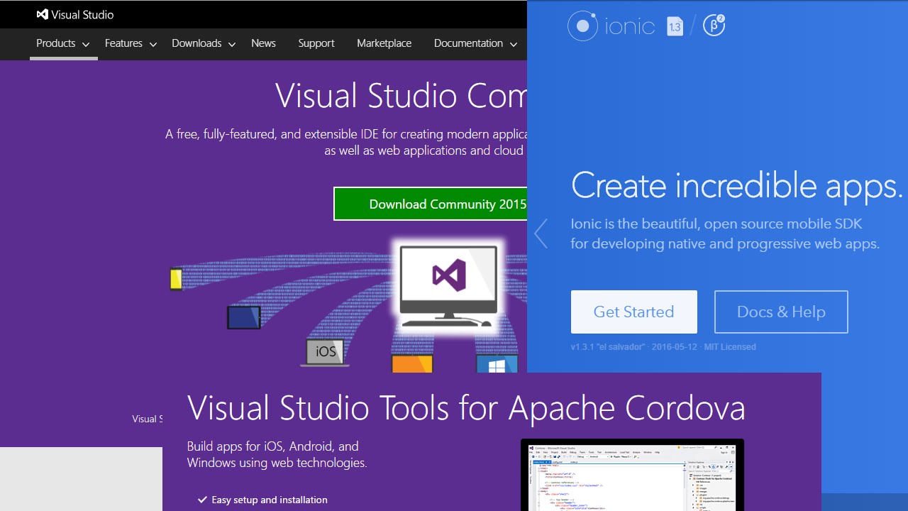 Visual Studio Community 2015 y Ionic - YouTube