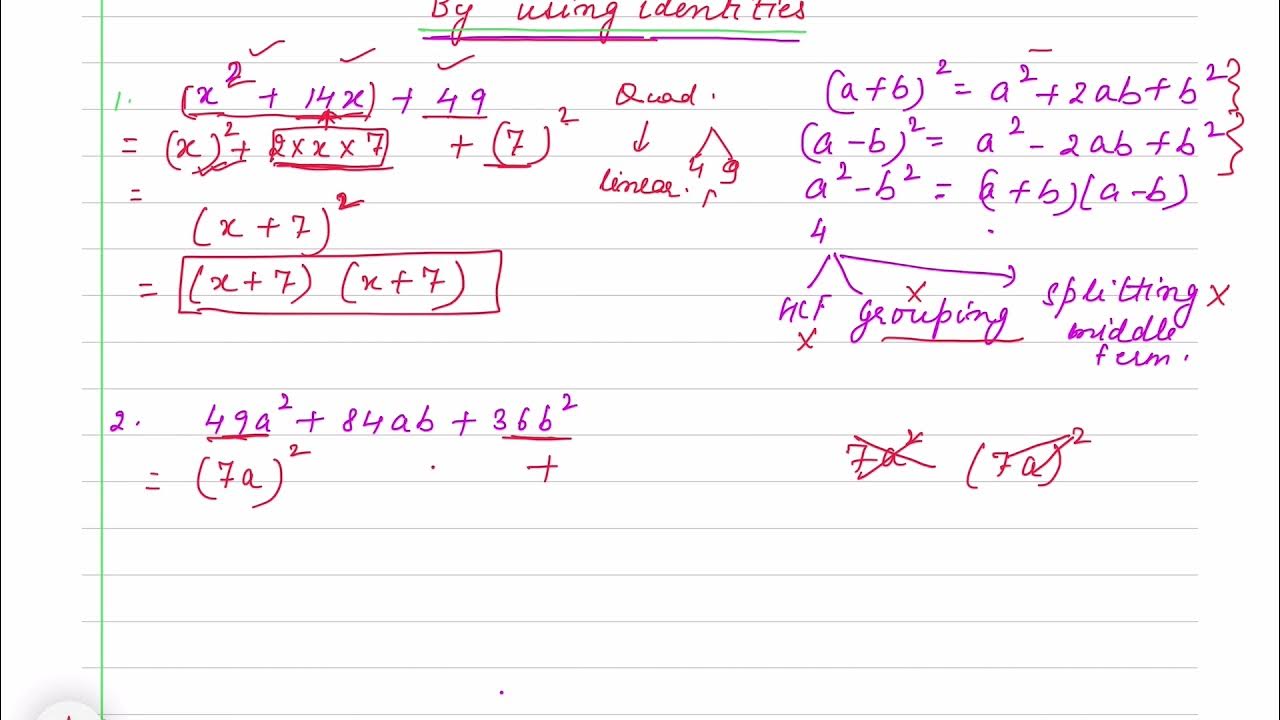 Factorisation by using identities# Class 8 # Mathematics - YouTube