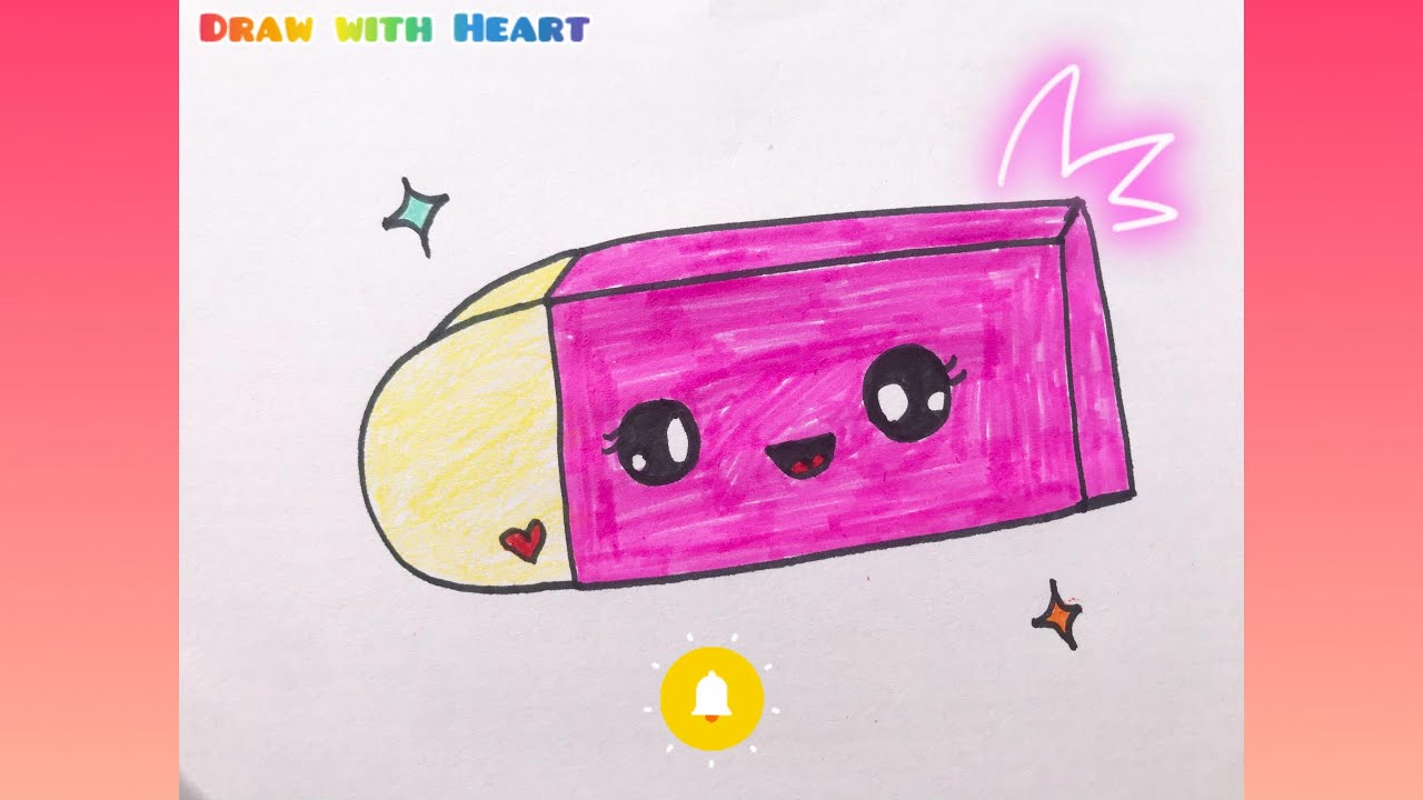How To Draw Cute Eraser Step By Step| Eraser Drawing Easy For Kids ...