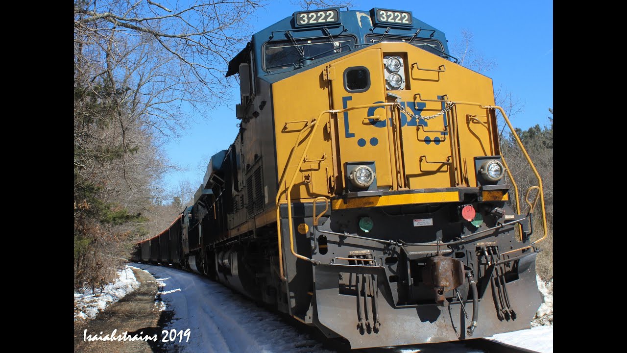 CSX ES44AH #3222 Leads Q427 on the Worcester Main - 3/9/19 - YouTube