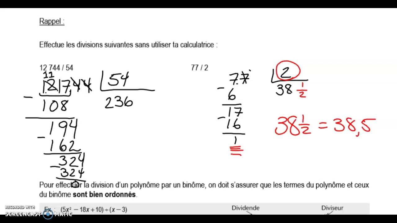 Math SN4 - Division Polynôme par un binôme - YouTube