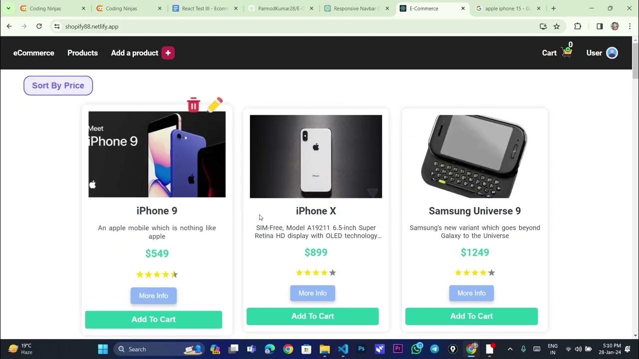 Build a React E-commerce App with Redux🚀 | Full-Stack Web Development Coding Ninjas👌 - YouTube