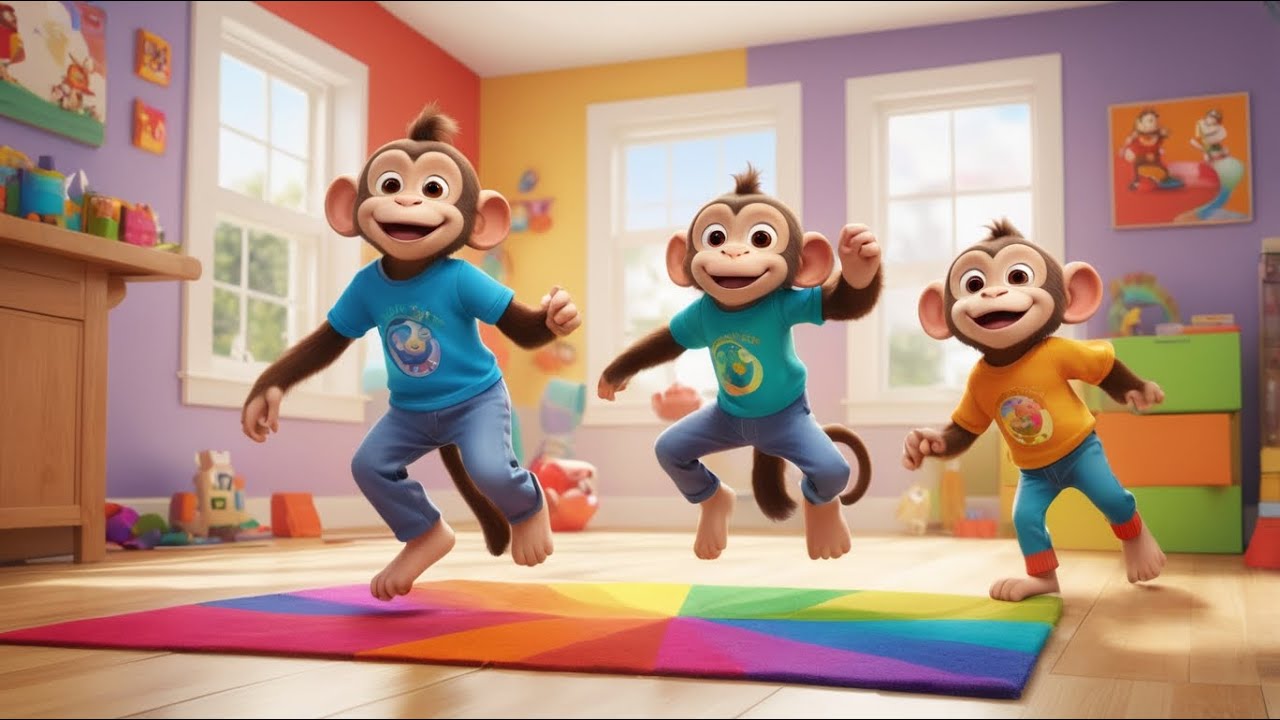 "5 Silly Monkeys 🐵 Jumping Fun! | Original Nursery Rhyme for Toddlers ...