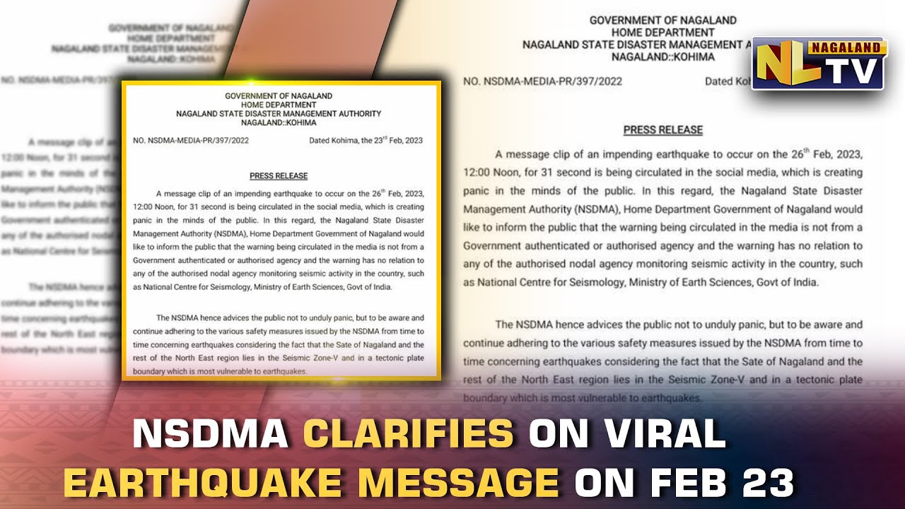 NSDMA CLARIFIES MESSAGE CIRCULATED ON SOCIAL MEDIA IS NOT FROM GOVT ...