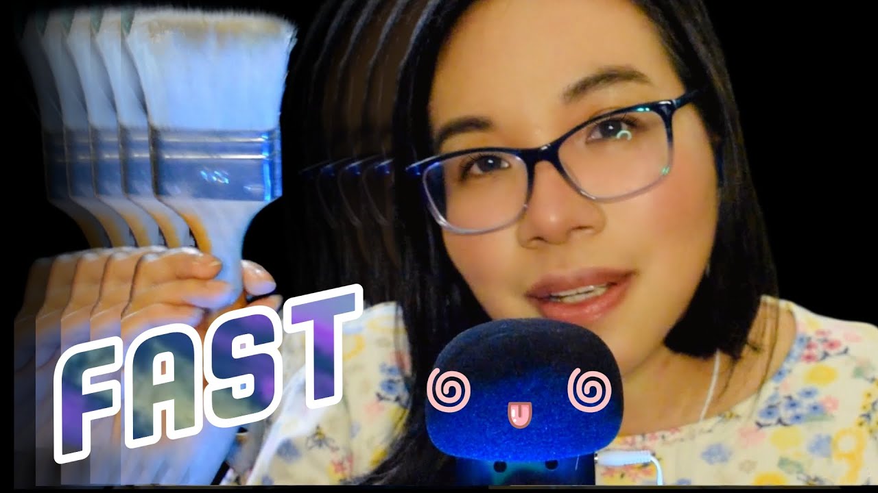 ASMR FAST AGGRESSIVE MAKEUP USING THE WRONG PROPS (Spit Painting, Mouth ...