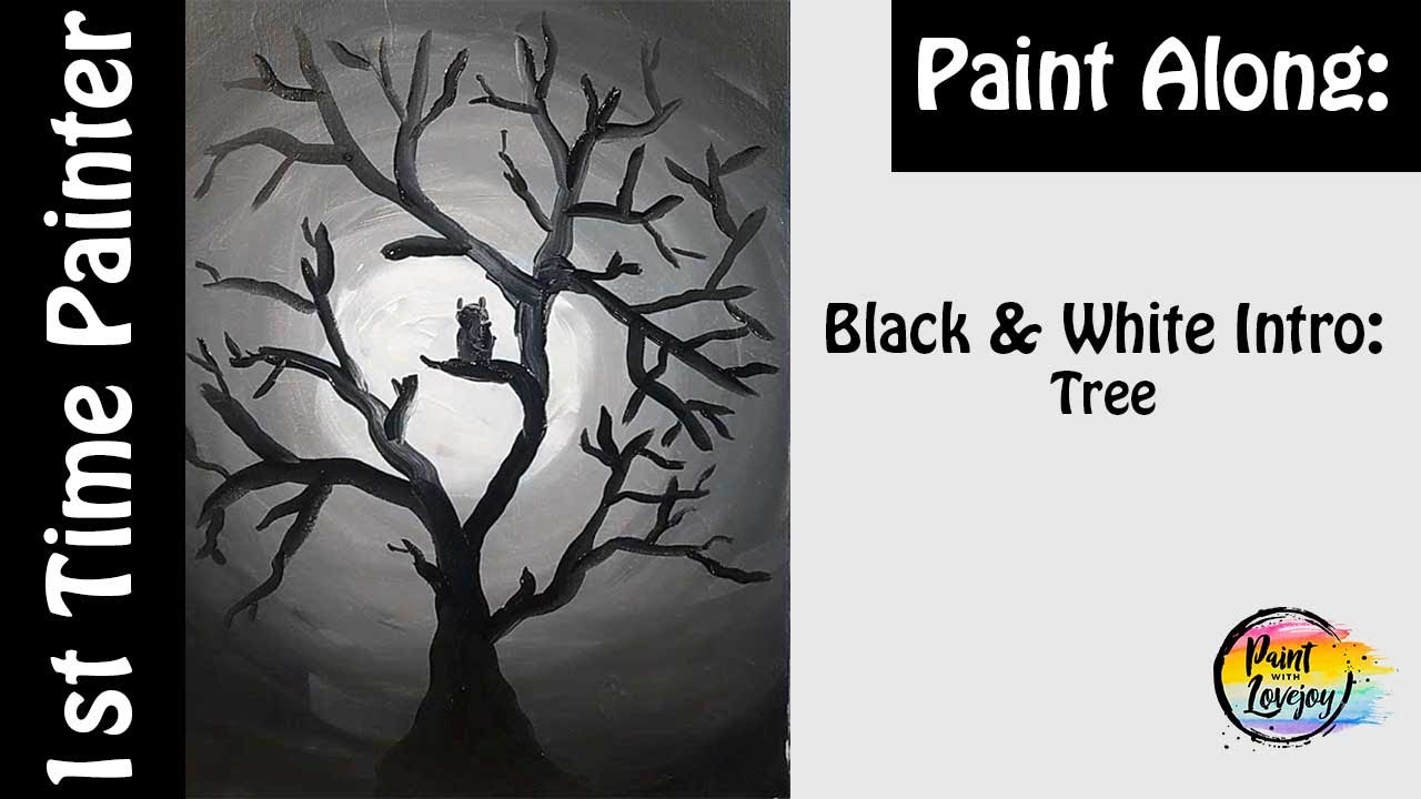 Tree: Black & White Painting for First-time Painter - YouTube