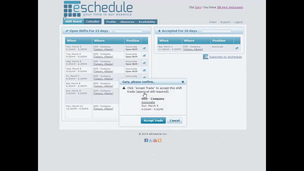 eSchedule Tutorial - Accepting Shift Trades - YouTube