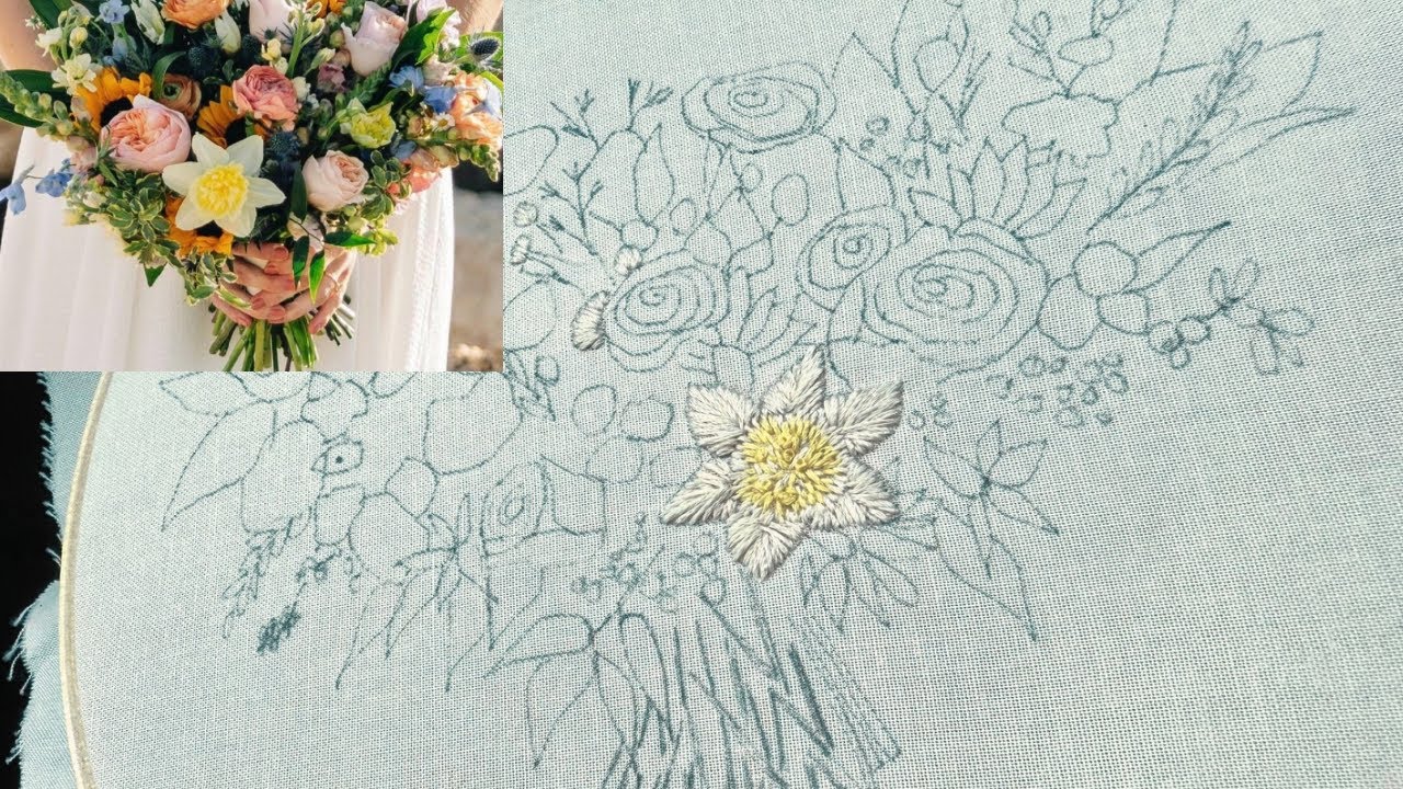 Stitching natural elements | Flower bouquet embroidery - YouTube