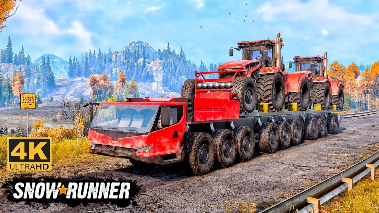 Transporting K7M Tractor With Hercules166 On Muddy Road In SnowRunner ...